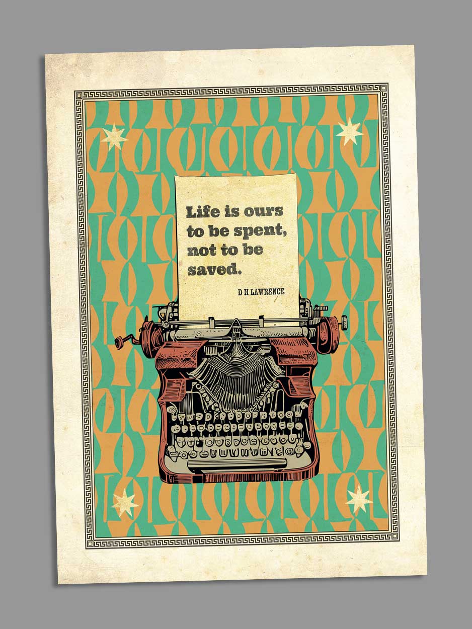 D H Lawrence - Literary Quote Blank Greeting Card — The Northern Line