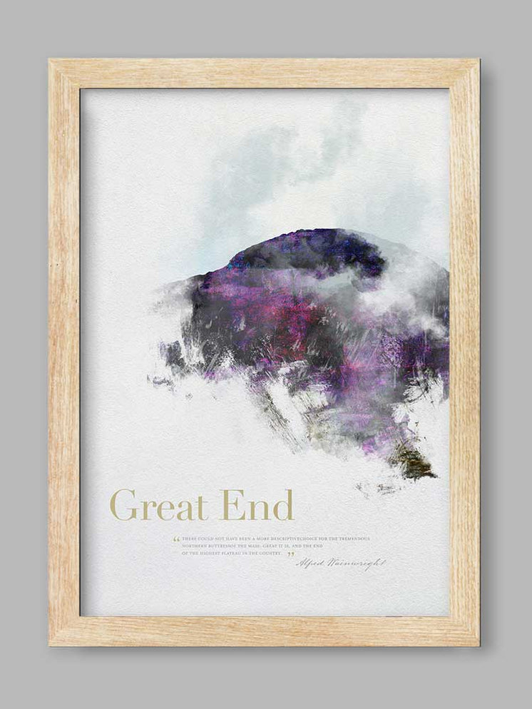 Great End in Wainwright's Words - Lake District Poster Print — The ...