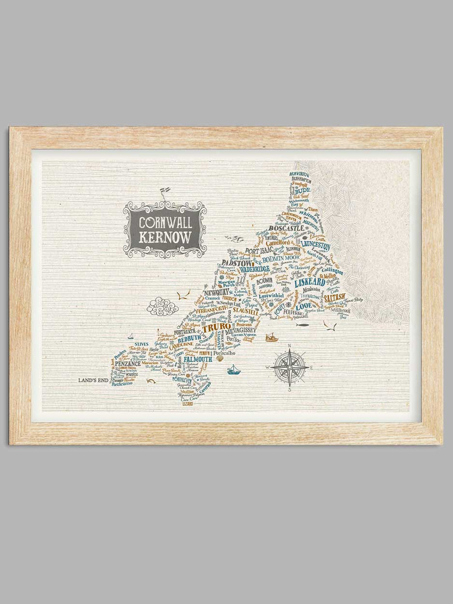 Map of Cornwall - Poster print — The Northern Line